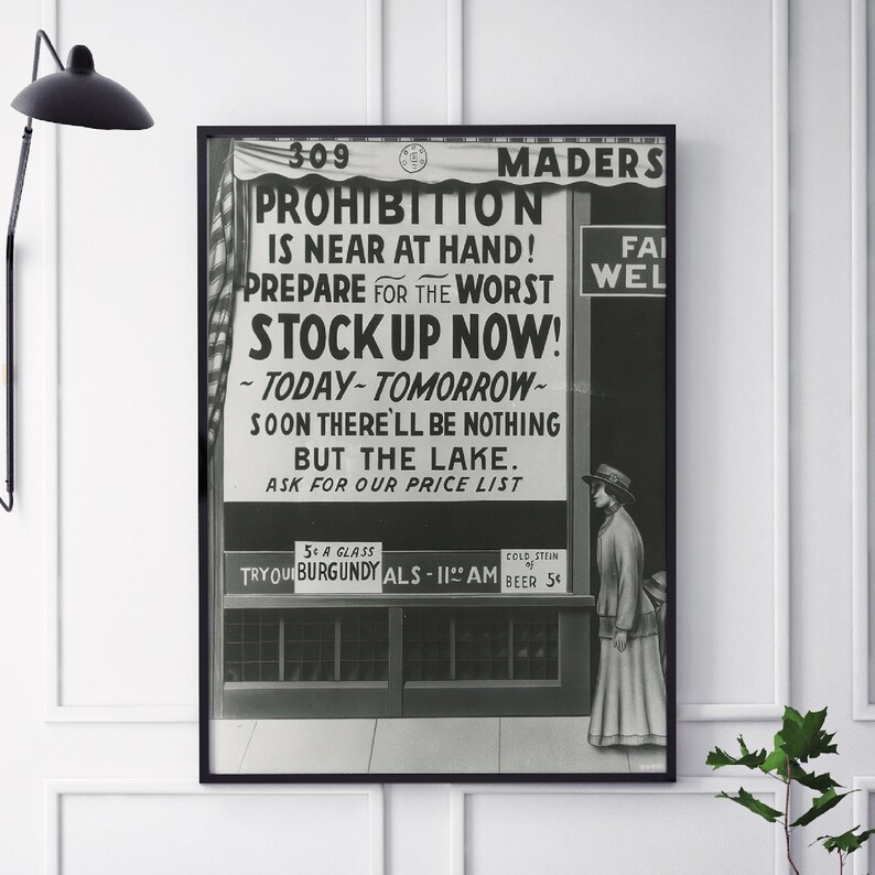 Prohibition Poster Vintage, Black and White Art, Black Printable Art ...