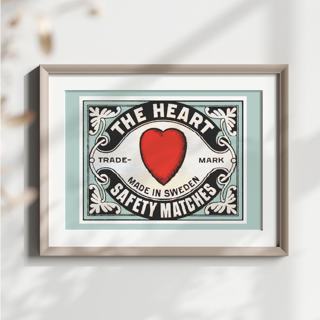 Vintage Matchbox Love Print, Matchbox Wall Art, Retro Boho Home Decor ...