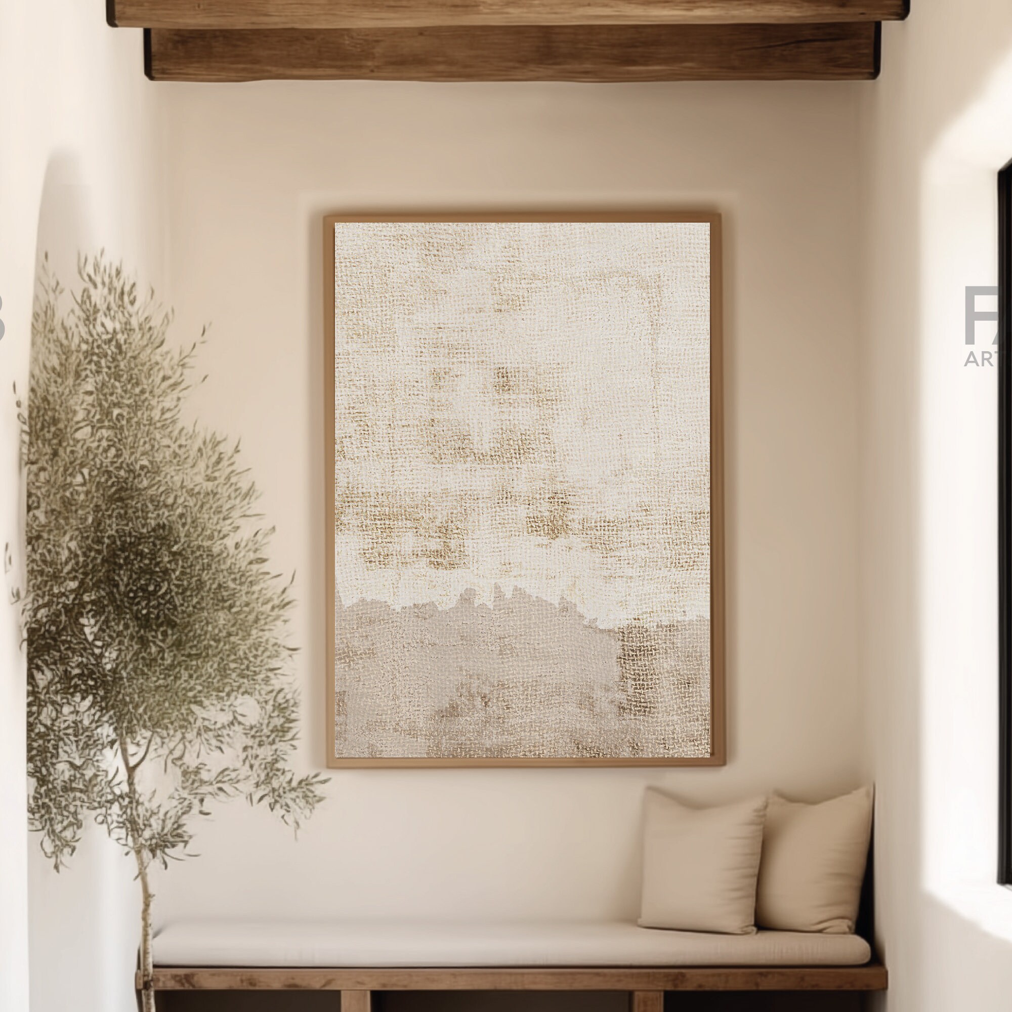 Beige Wabi Sabi Painting Wall Art Beige Handmade Wall Art Oversized ...