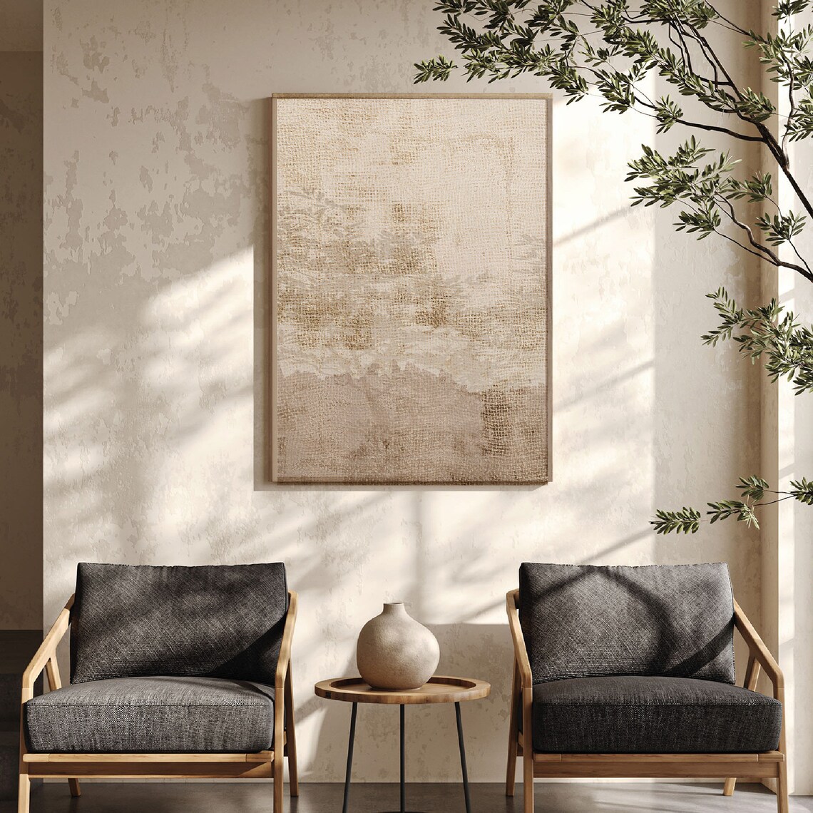 Beige Wabi Sabi Painting Wall Art Beige Handmade Wall Art Oversized ...