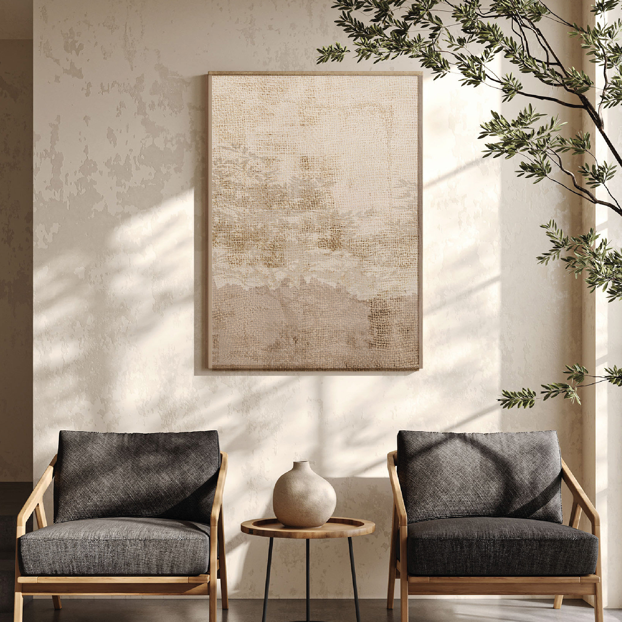 Beige Wabi Sabi Painting Wall Art Beige Handmade Wall Art Oversized ...