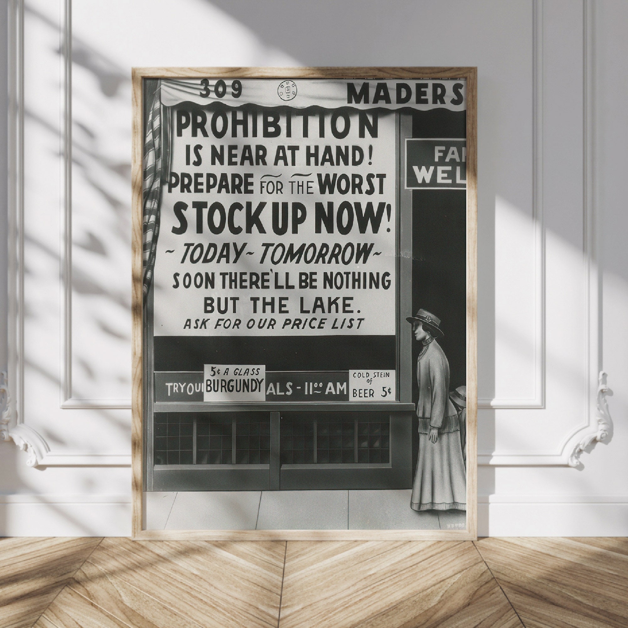 Prohibition Poster Vintage, Black and White Art, Black Printable Art ...