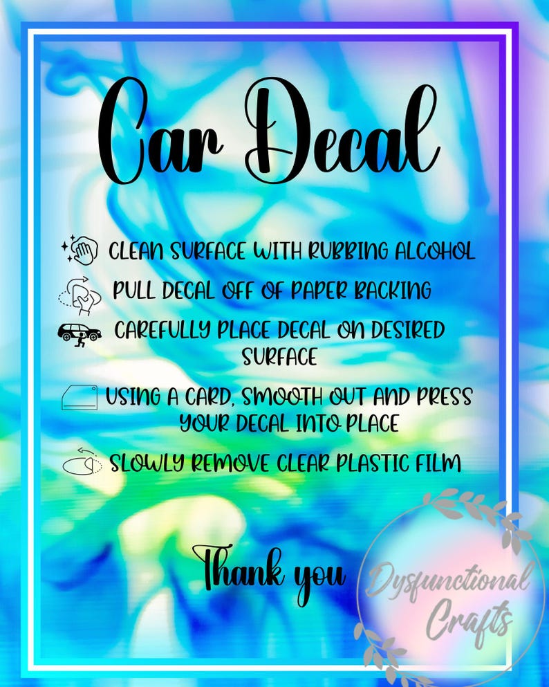 Printable Car Decal Care Card, PNG, SVG, Instant Download - Etsy Australia