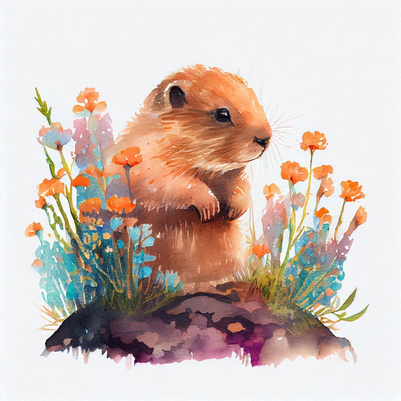 Watercolor Baby Groundhog Clipart, 9 High Quality Baby Groundhog Jpgs ...