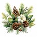 Watercolor Christmas Reef With Pine Cones Clipart, 12 High Quality ...