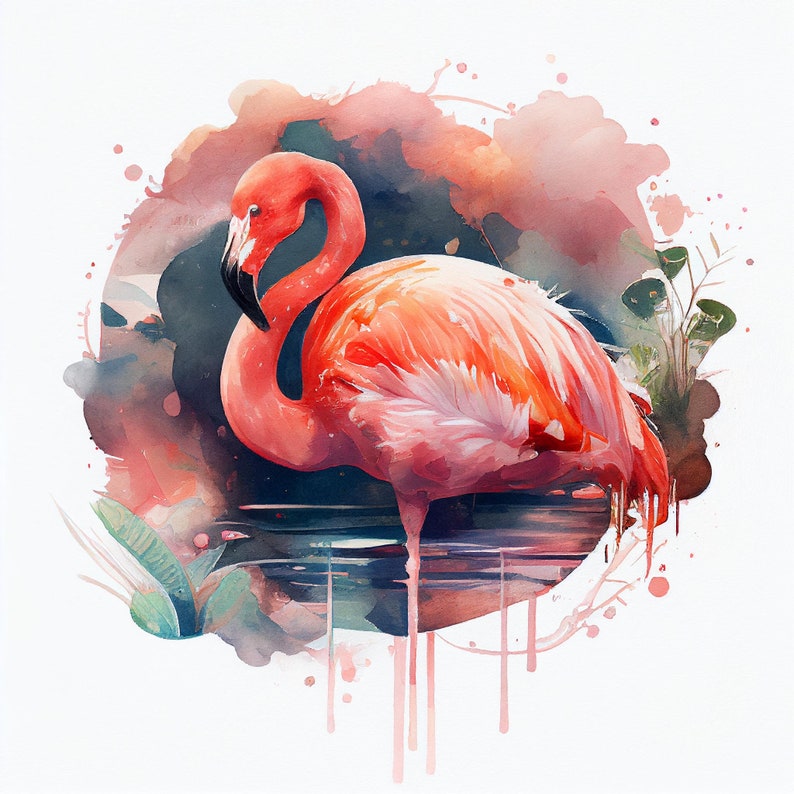 Watercolor Flamingo Clipart, 10 High Quality Flamingo Jpgs, for Card ...