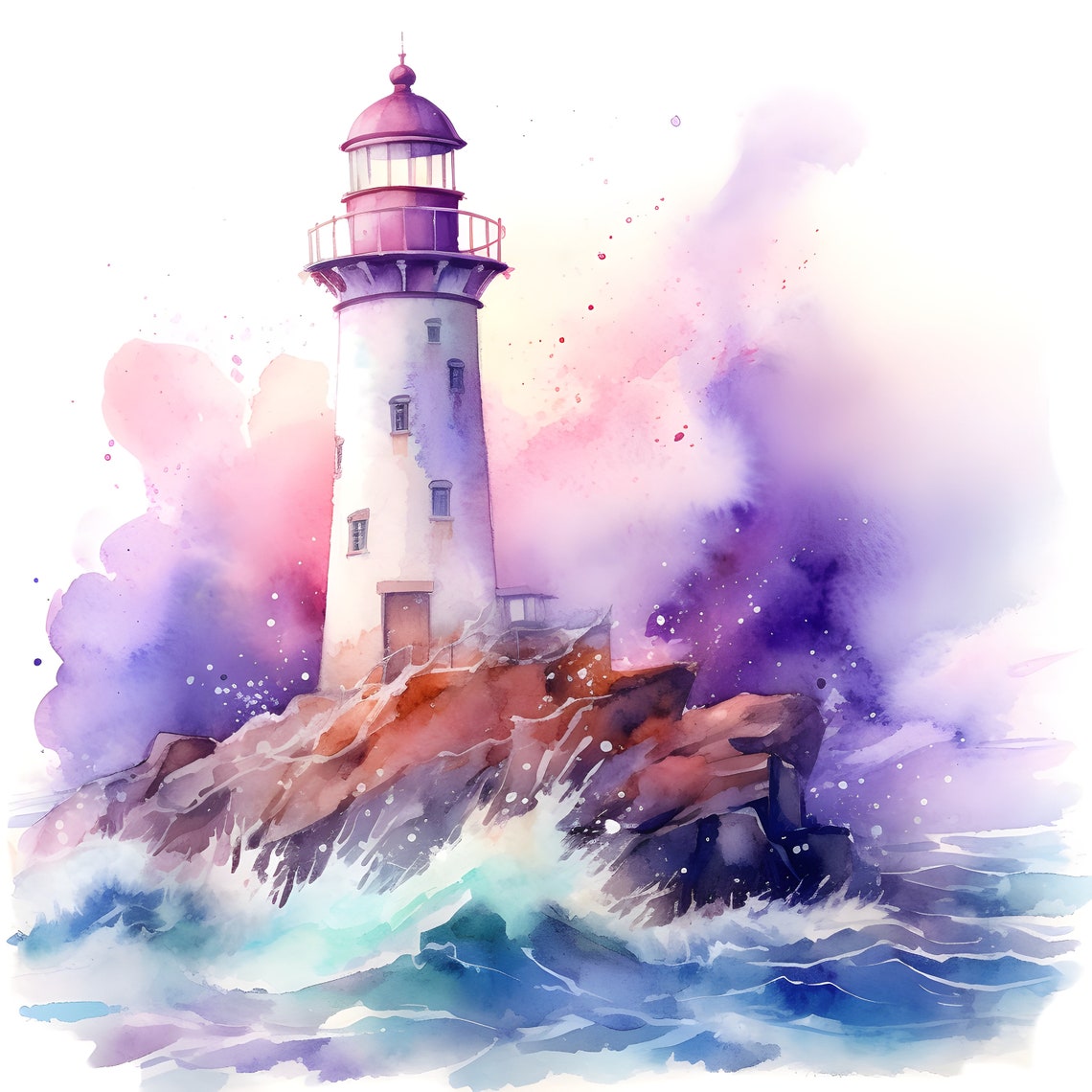 Watercolor Lighthouse Clipart 9 High Quality Lighthouse Jpgs - Etsy