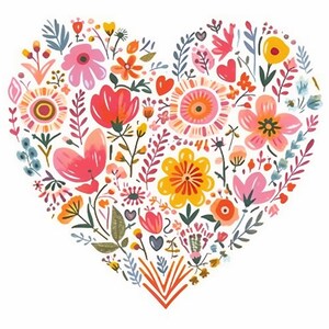 Watercolor Heart Flowers Clipart, 12 High Quality Heart Flowers Jpgs ...