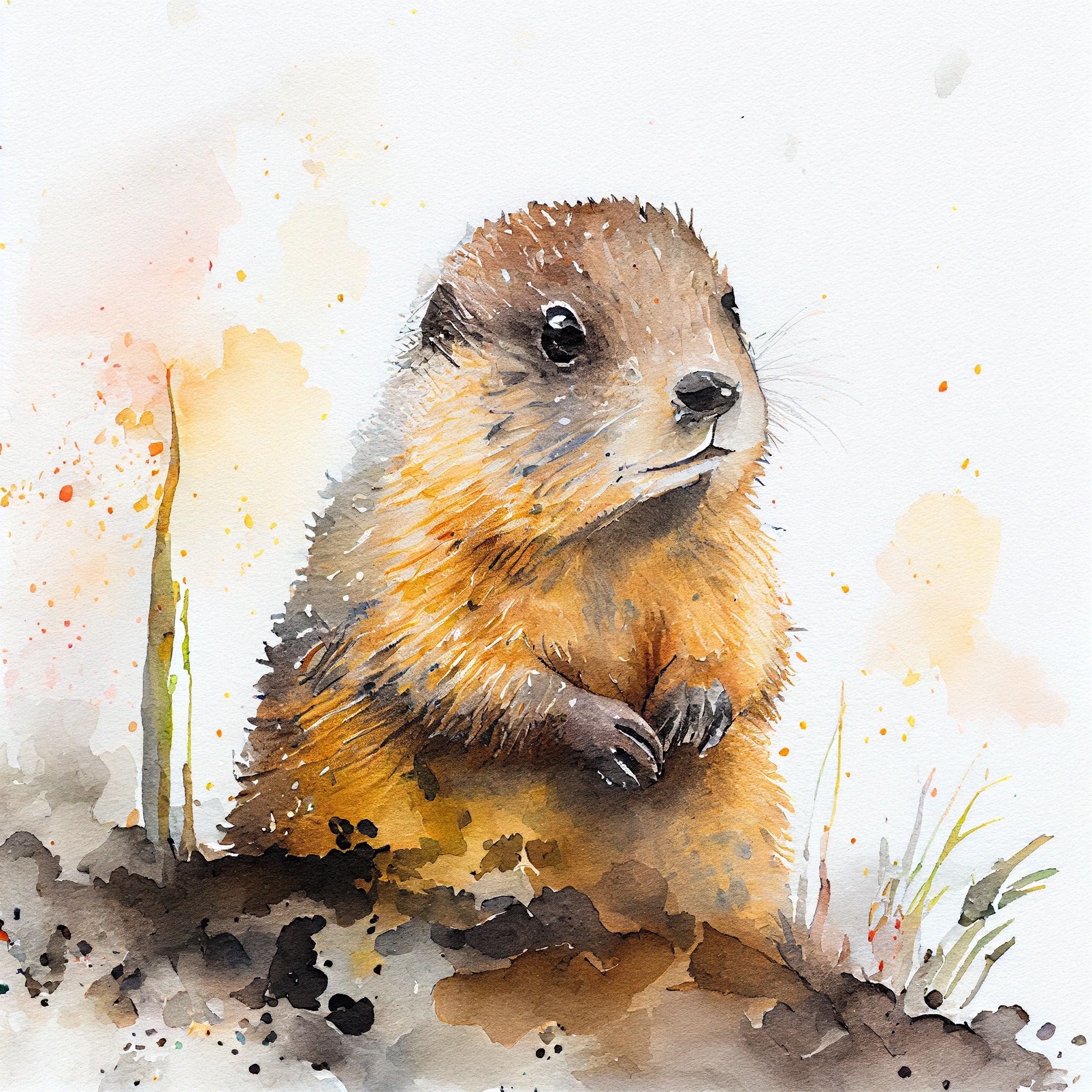 Watercolor Baby Groundhog Clipart, 9 High Quality Baby Groundhog Jpgs ...