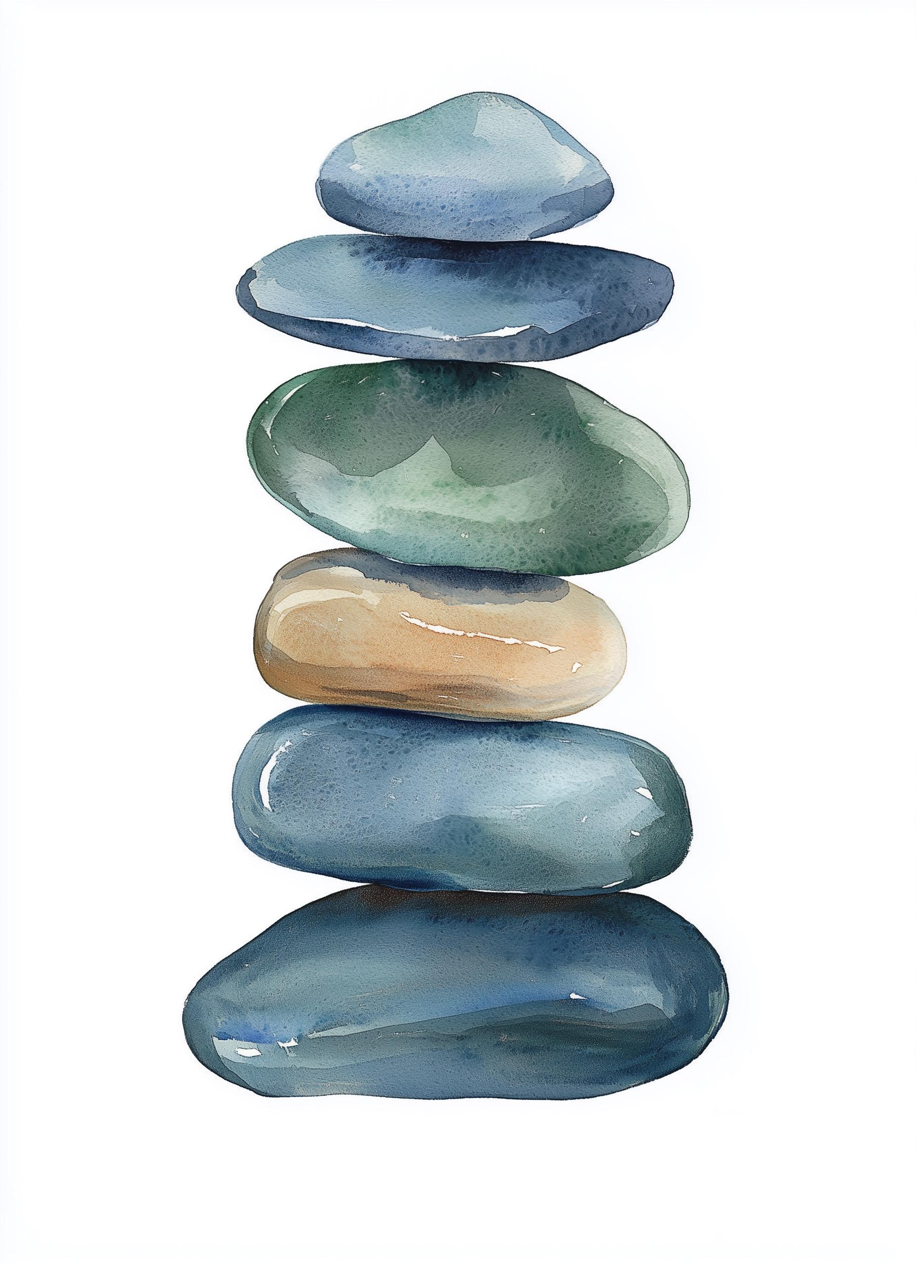 Watercolor Balanced Stones Clipart, 10 High Quality Balanced Stones ...