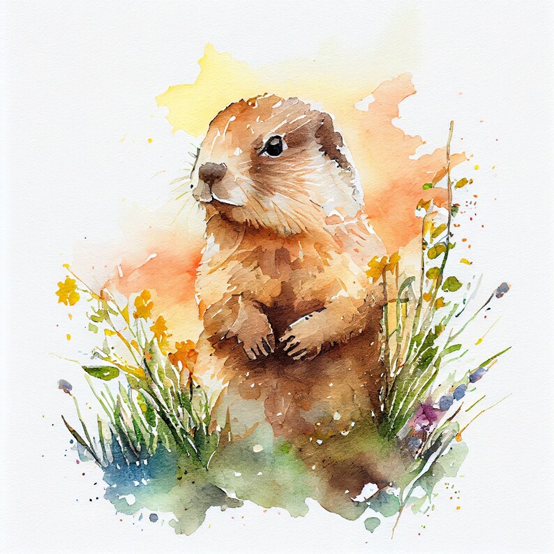 Watercolor Baby Groundhog Clipart, 9 High Quality Baby Groundhog Jpgs ...
