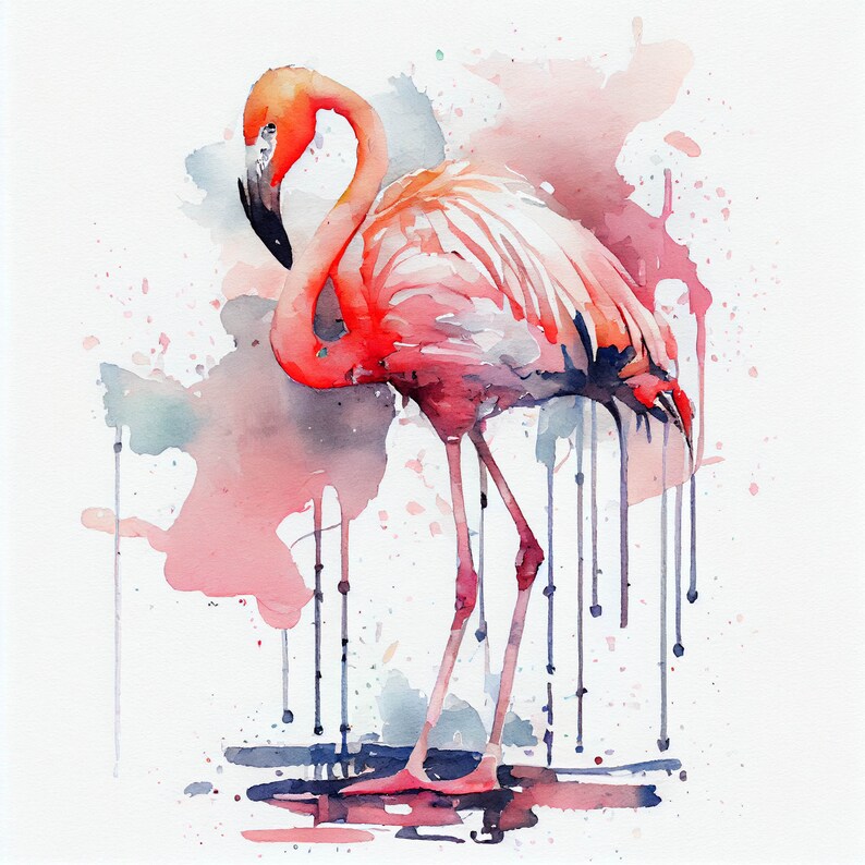 Watercolor Flamingo Clipart, 10 High Quality Flamingo Jpgs, for Card ...