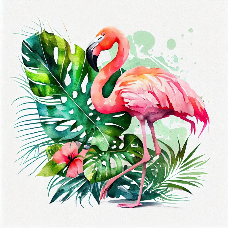 Watercolor Flamingo Clipart 10 High Quality Flamingo Jpgs - Etsy