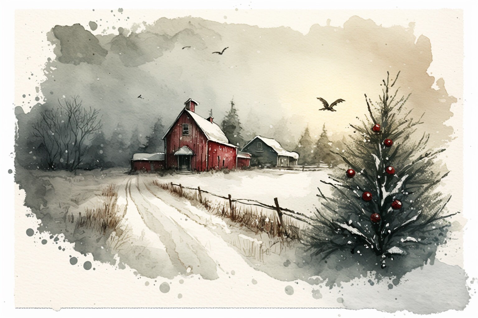 Watercolor Christmas Card Clipart, 12 High Quality Christmas Card Jpgs ...