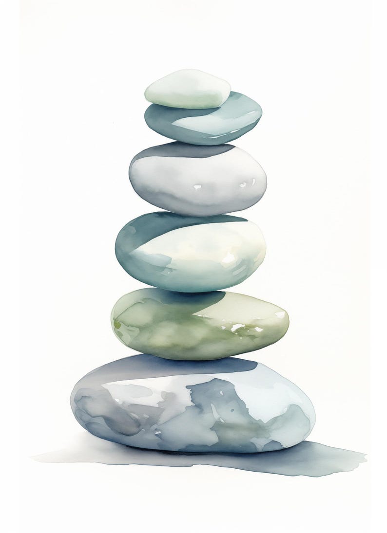 Watercolor Balanced Stones Clipart, 10 High Quality Balanced Stones ...