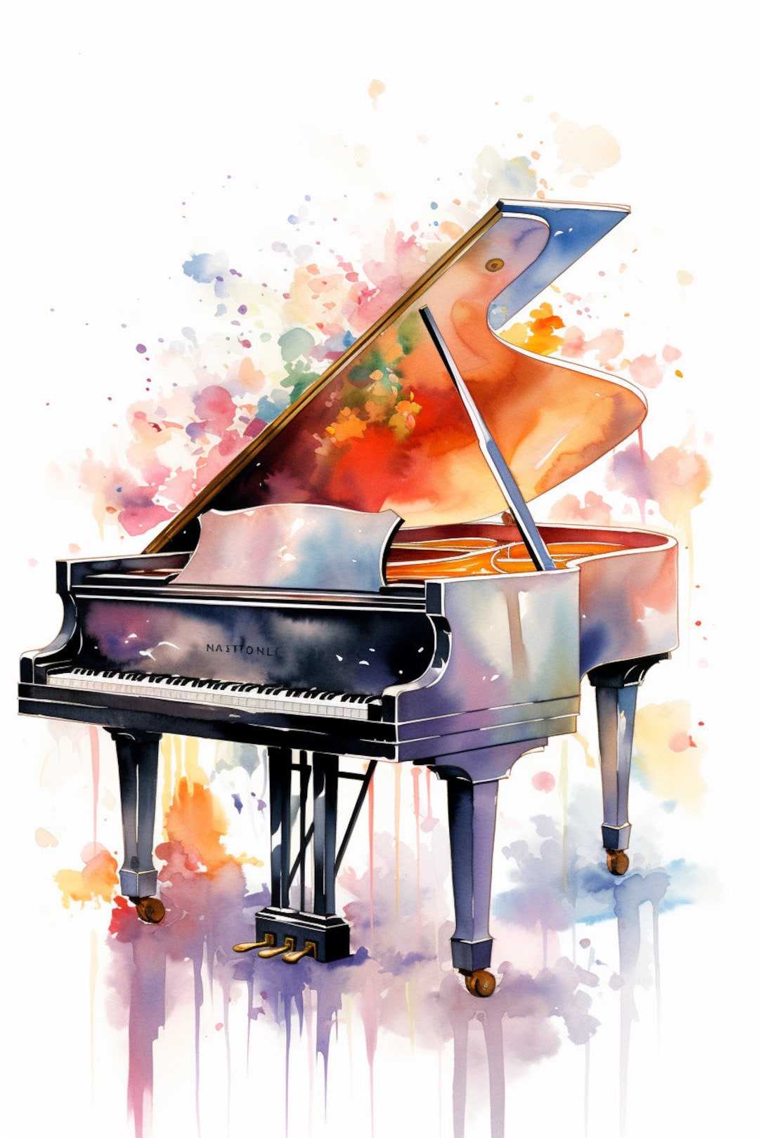Watercolor Musical Piano Clipart, 12 High Quality Watercolor Musical ...