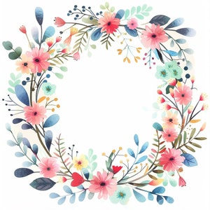 Watercolor Mother's Day Pastel Colors Wreath Clipart, 12 High Quality ...