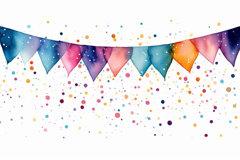 Watercolor Birthday Confetti Clipart, 10 High Quality Watercolor ...