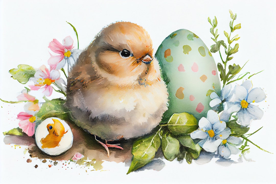 Watercolor Baby Chicken Clipart, 8 High Quality Baby Chicken Easter ...