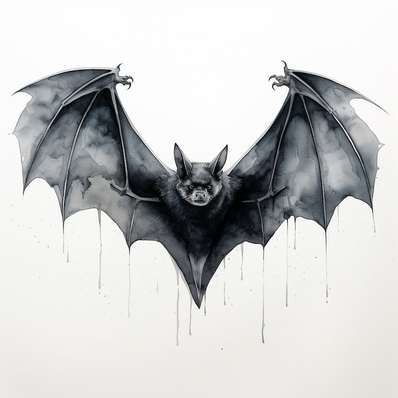 Watercolor Bat Halloween Clipart, 10 High Quality Bat Halloween Jpgs ...