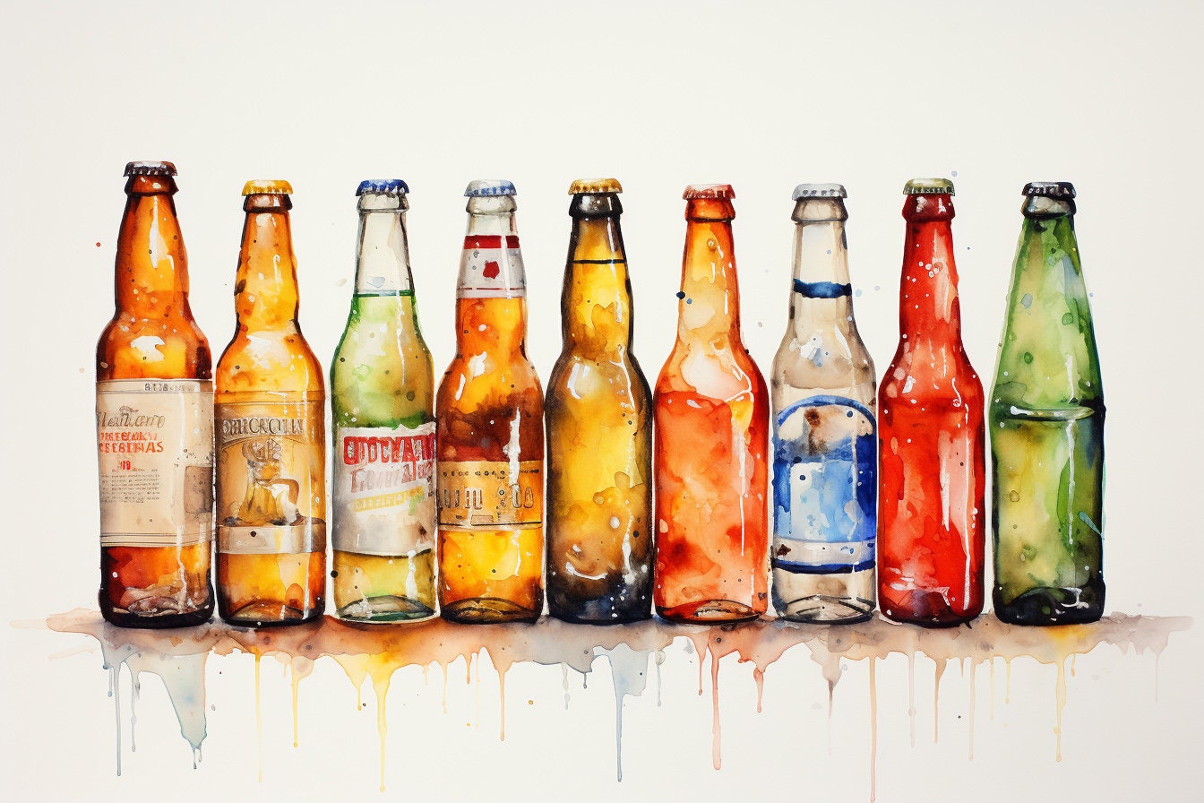 Watercolor Beers Set Clipart, 11 High Quality Watercolor Beers File JPG ...