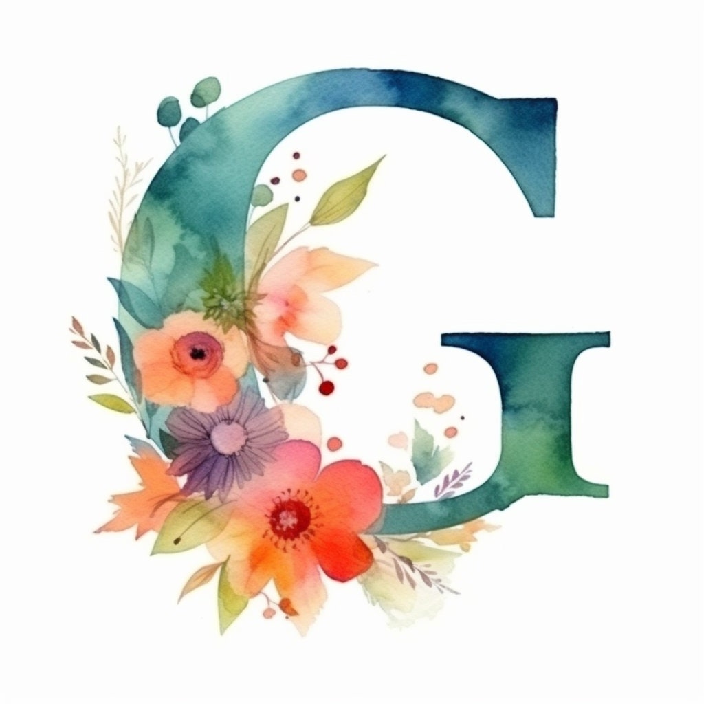 Watercolor Letters Flowers Clipart, 26 High Quality Watercolor Letters ...