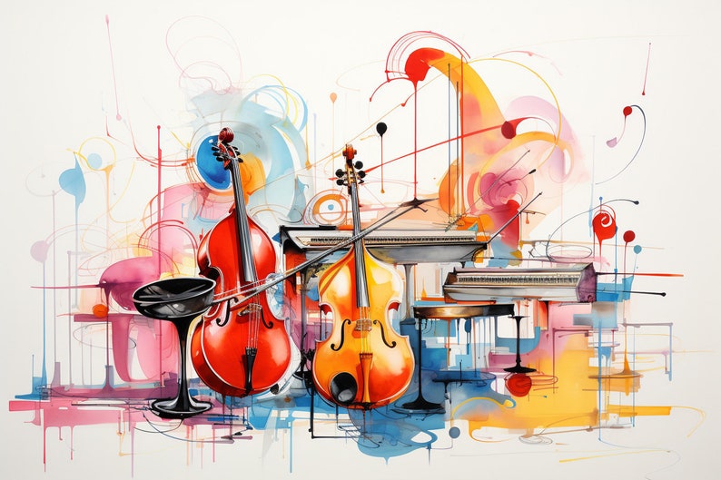 Watercolor Musical Instruments Clipart, 10 High Quality Watercolor ...