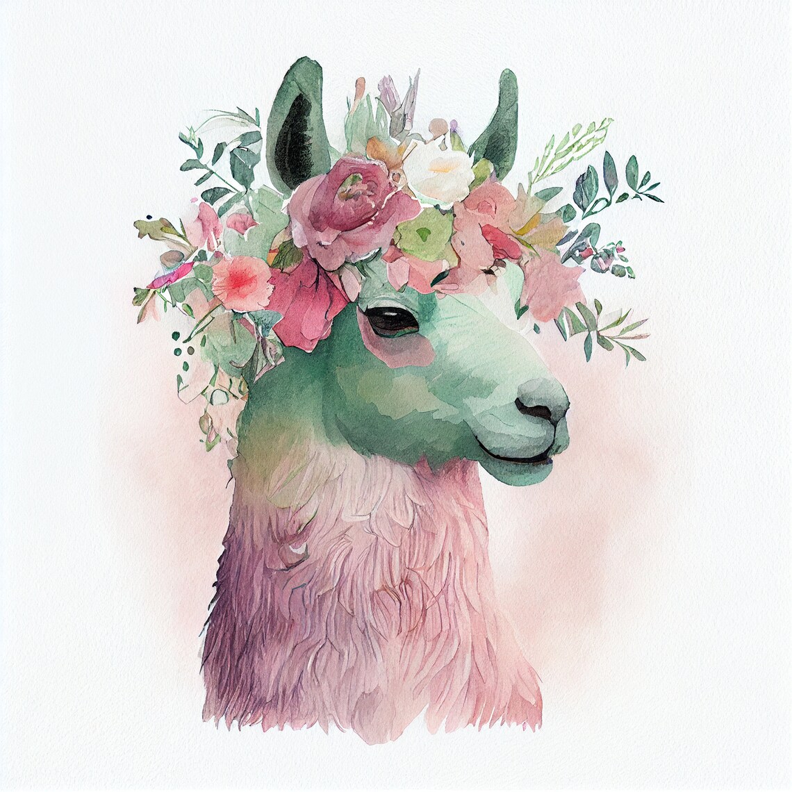Watercolor Llama Flower Clipart, 8 High Quality Llama Flower Jpgs, for ...