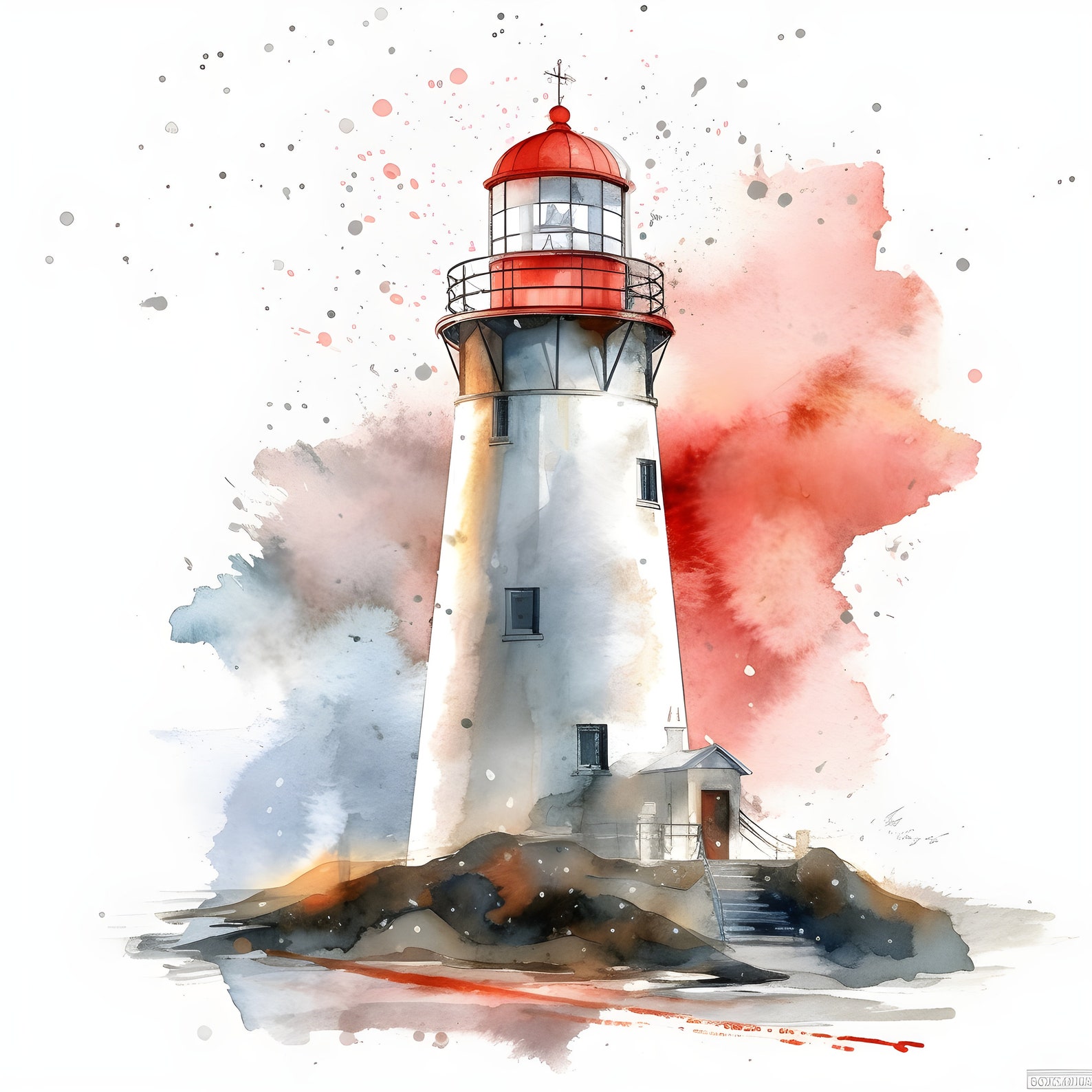 Watercolor Lighthouse Clipart, 9 High Quality Lighthouse Jpgs, for Card ...