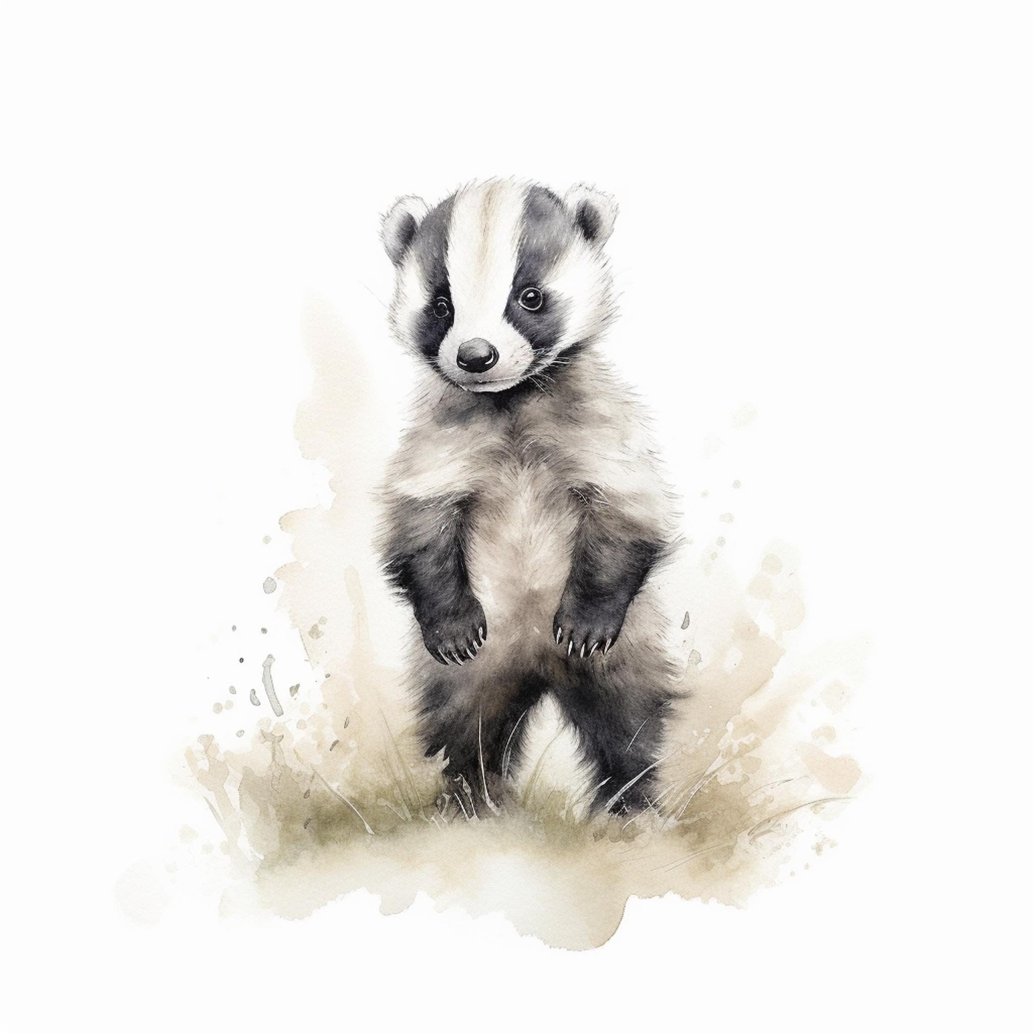 Imágenes Prediseñadas de tejón bebé acuarela, 7 JPG de tejón bebé de ...