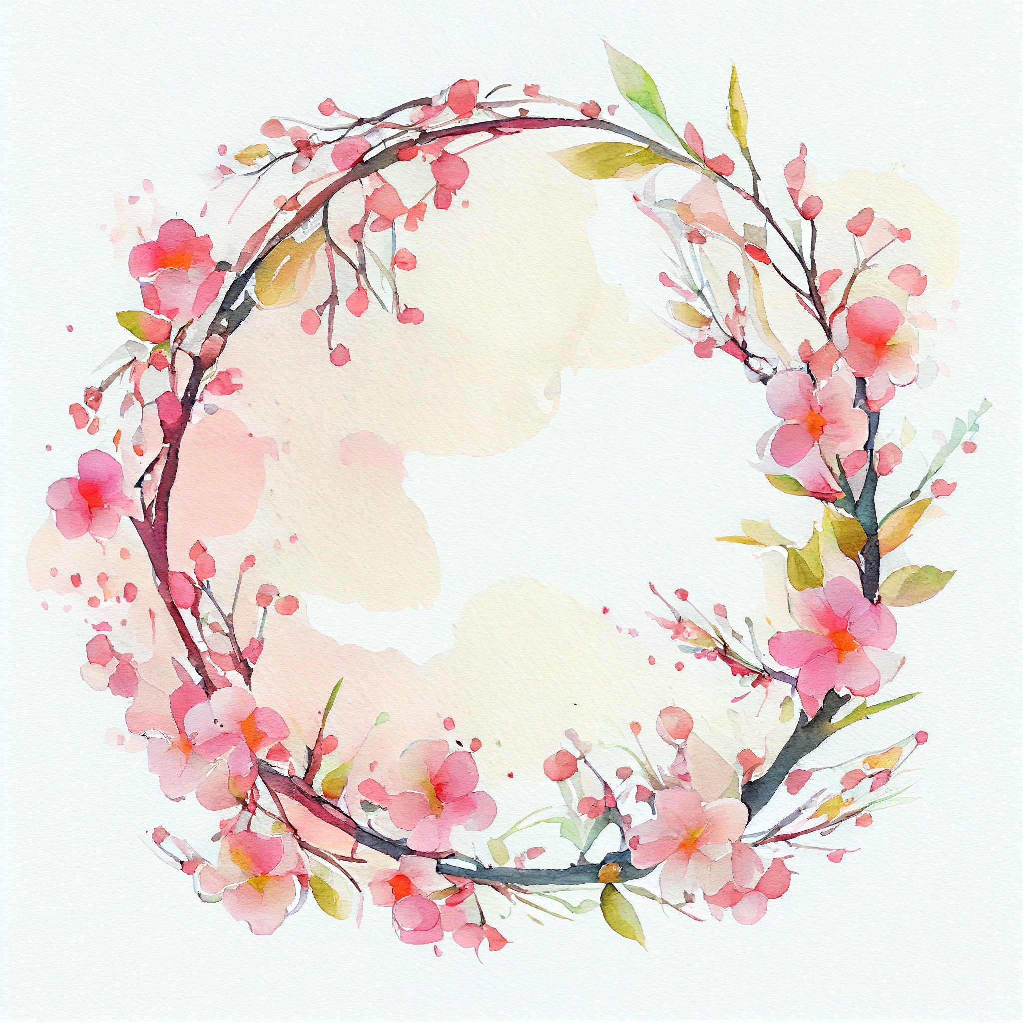 Watercolor Wreath Cherry Clipart, 9 High Quality Wreath Cherry Jpgs ...