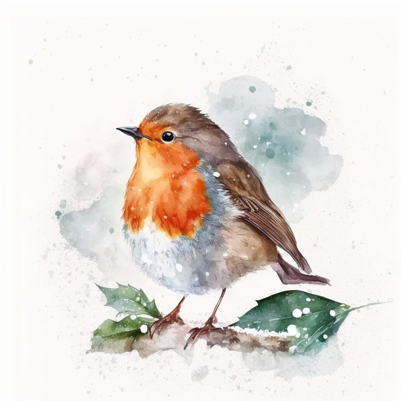 Acquerello elemento natalizio Robin Bird Clipart, 12 Robin Bird JPG di alta qualità, per la ...