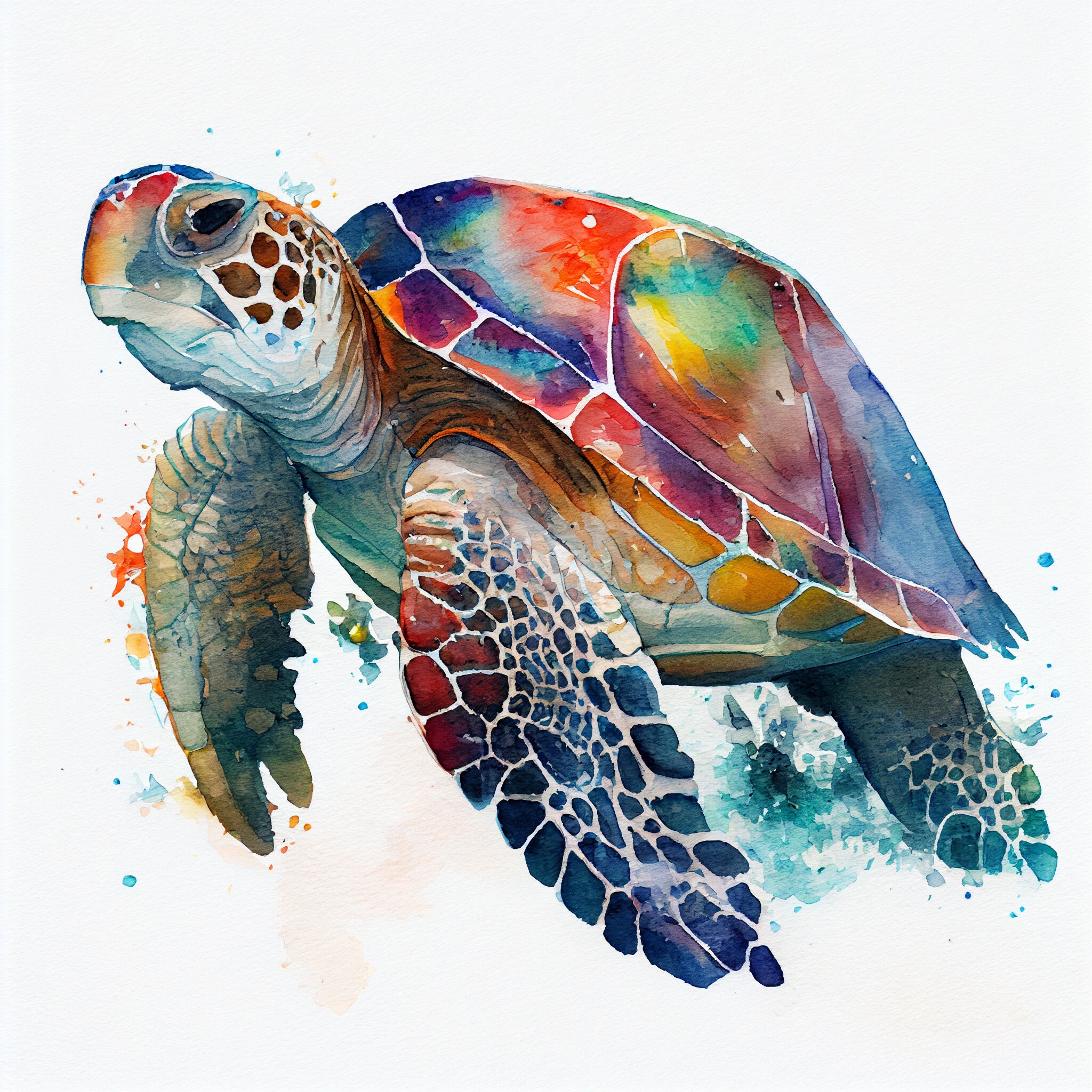 Watercolor Sea Turtle Isolated Clipart, 8 High Quality Sea Turtle ...