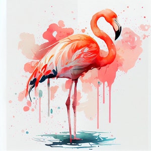 Watercolor Flamingo Clipart, 10 High Quality Flamingo Jpgs, for Card ...