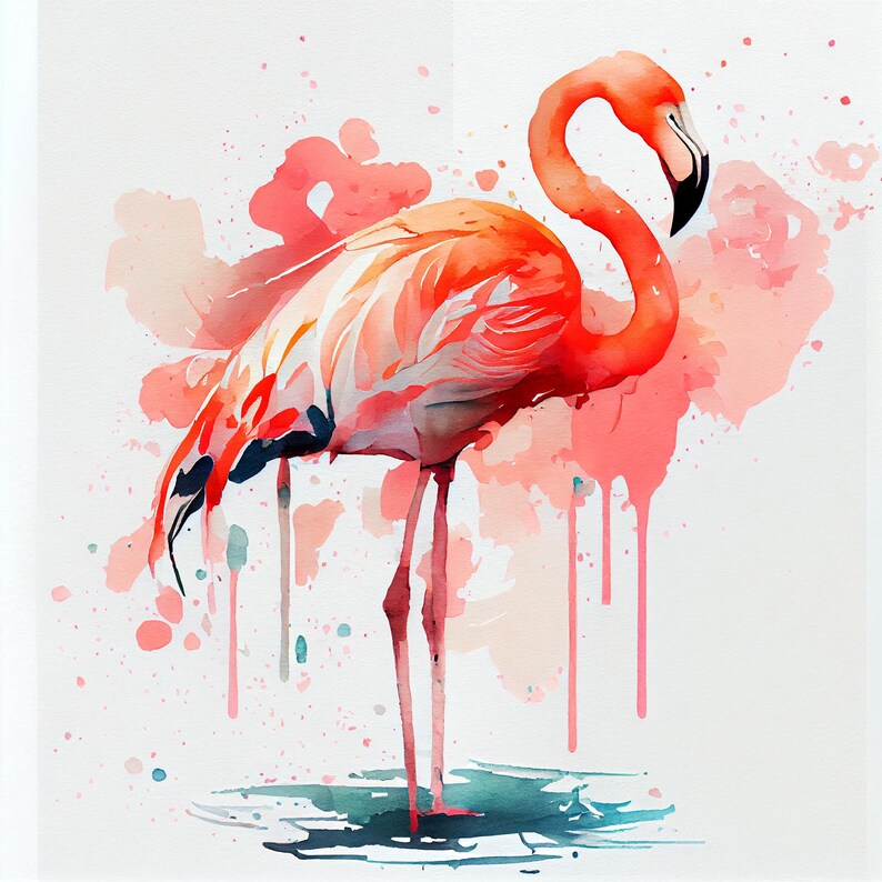 Watercolor Flamingo Clipart, 10 High Quality Flamingo Jpgs, for Card ...