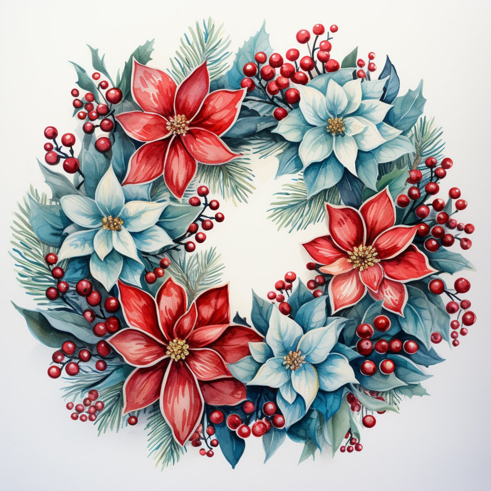 Watercolor Christmas Wreaths Clipart, 12 High Quality Christmas Wreaths ...