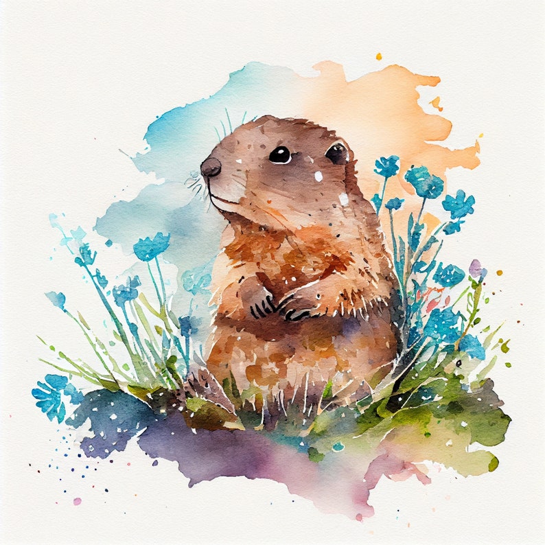 Watercolor Baby Groundhog Clipart, 9 High Quality Baby Groundhog Jpgs ...