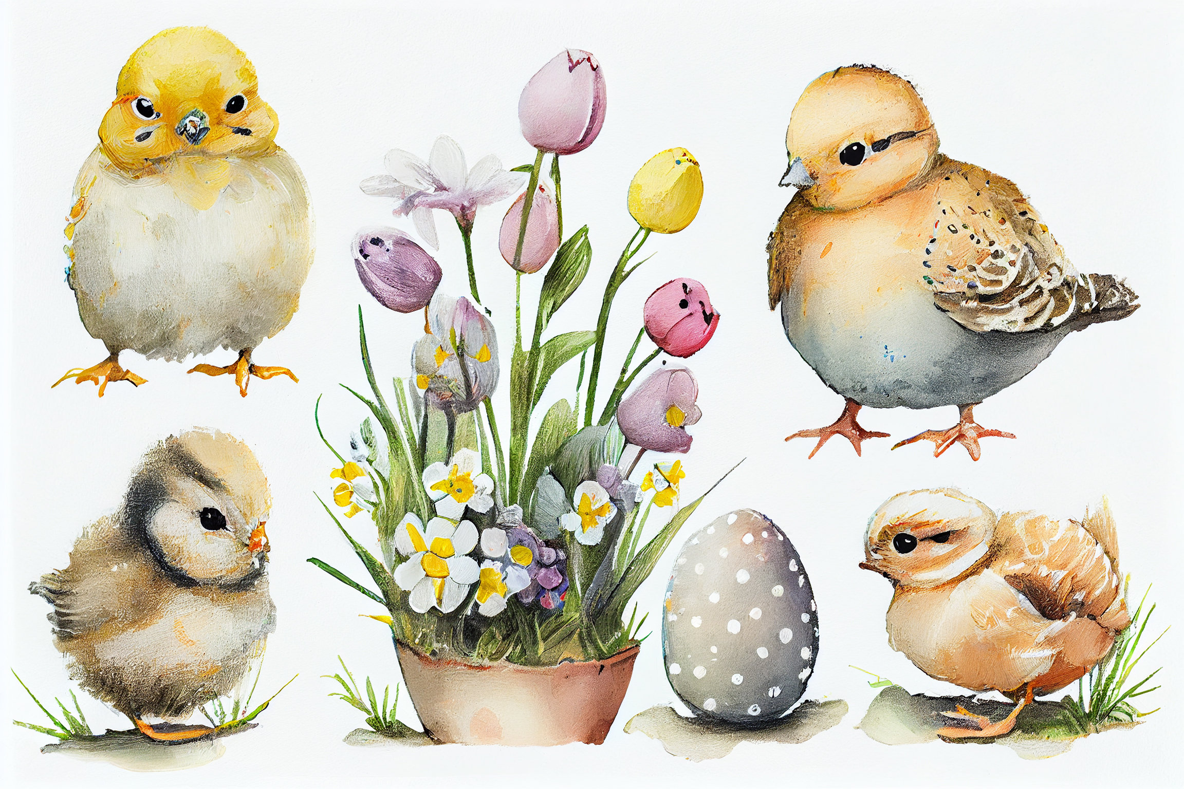 Watercolor Baby Chicken Clipart, 8 High Quality Baby Chicken Easter ...