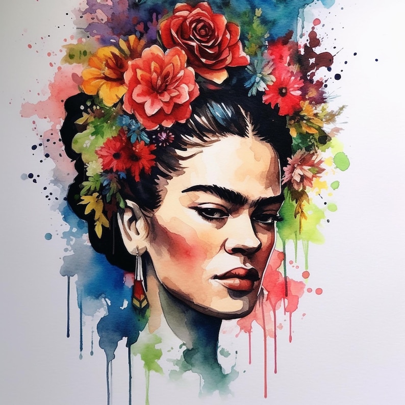 Watercolor Frida Kahlo Flowers Clipart, 8 High Quality Frida Kahlo ...
