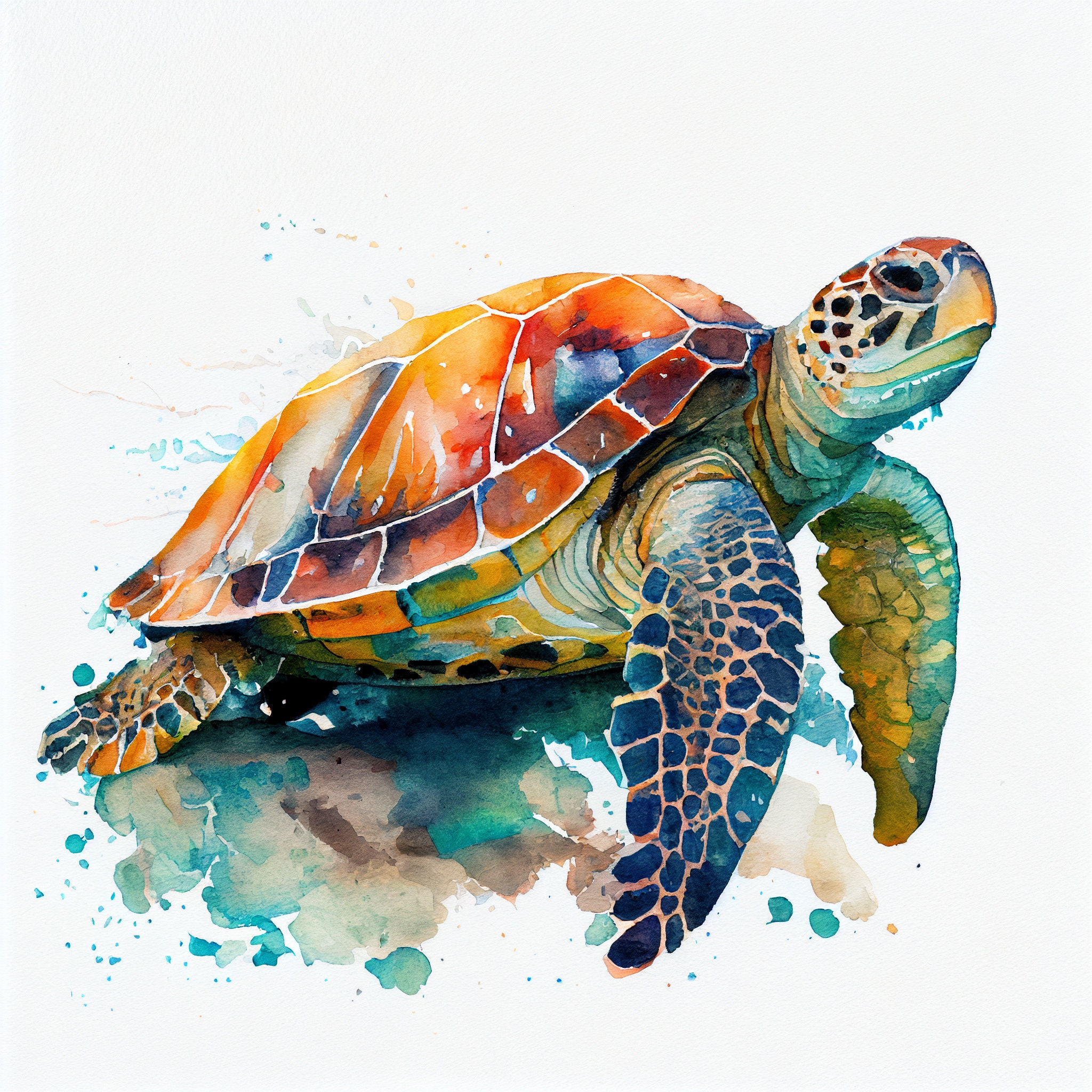 Watercolor Sea Turtle Isolated Clipart, 8 High Quality Sea Turtle ...