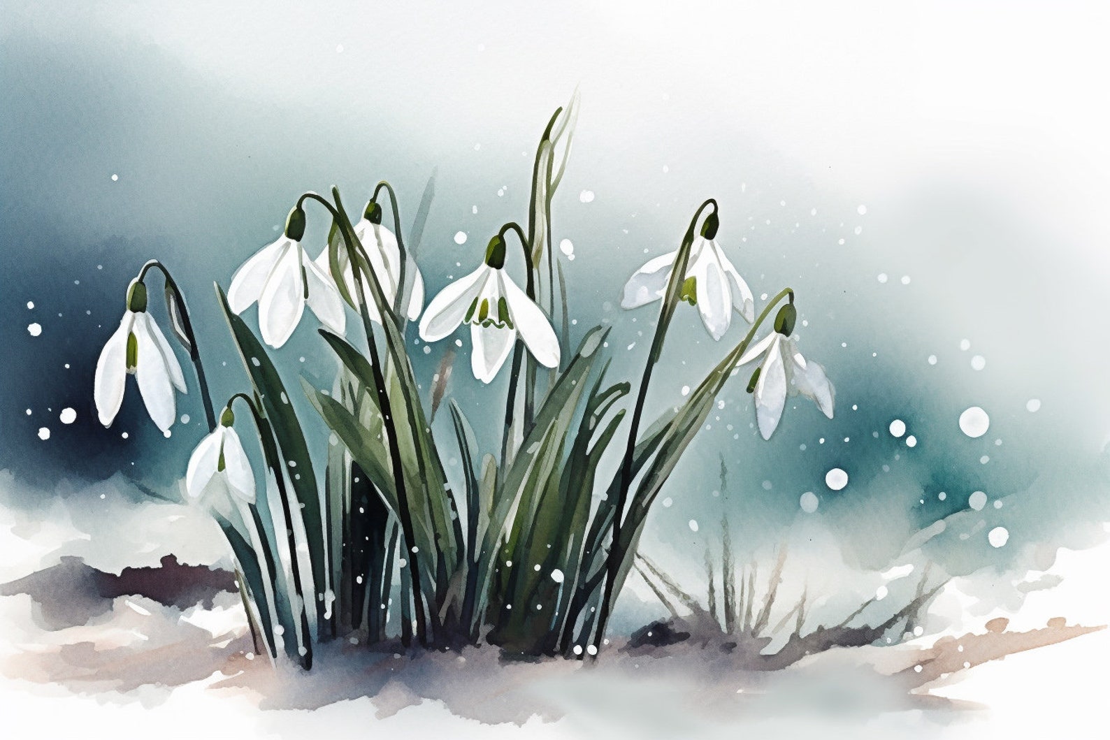 Watercolor Snowdrop Flowers Clipart, 12 High Quality Snowdrop Flowers ...