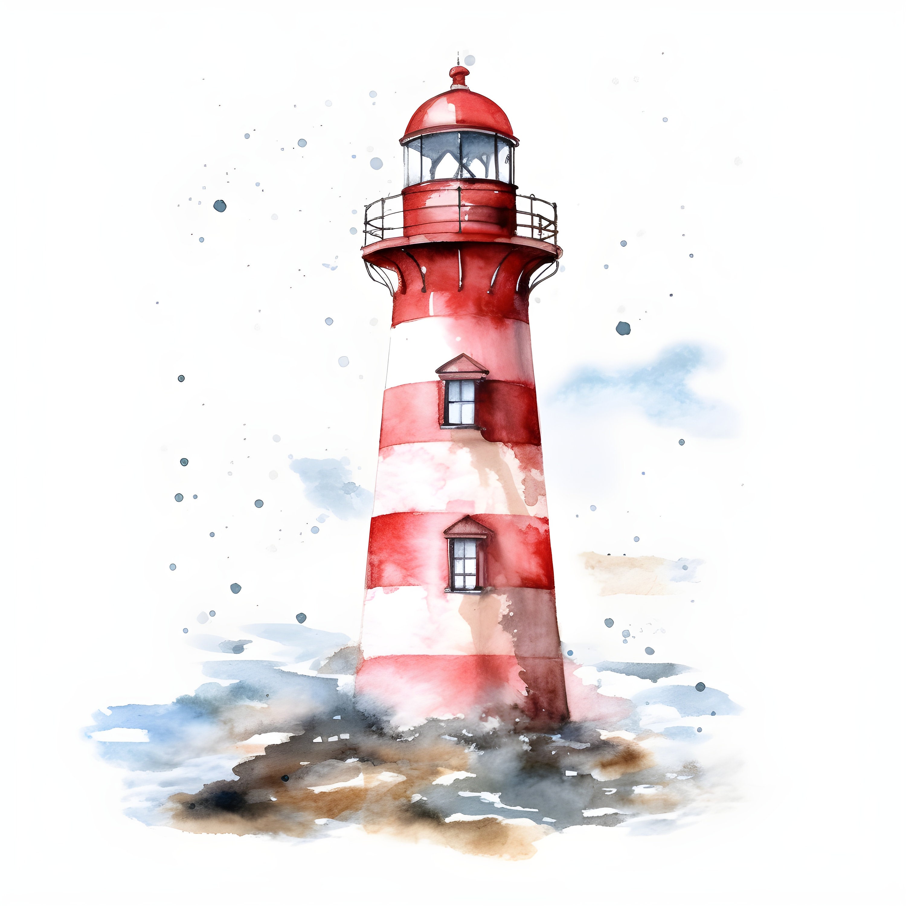 Watercolor Lighthouse Clipart, 9 High Quality Lighthouse Jpgs, for Card ...