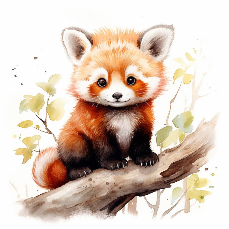 Watercolor Red Panda Clipart, 12 High Quality Red Panda Jpgs, for Card ...