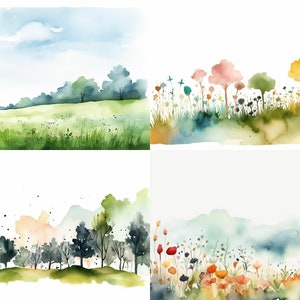 Watercolor Mountains Forest Trees Background, 12 High Quality Mountains ...