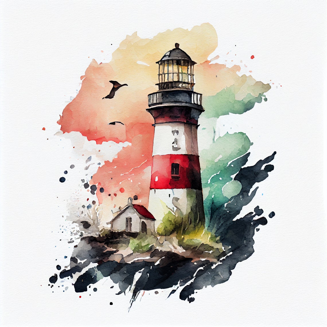 Watercolor Lighthouse Clipart 9 High Quality Lighthouse Jpgs - Etsy