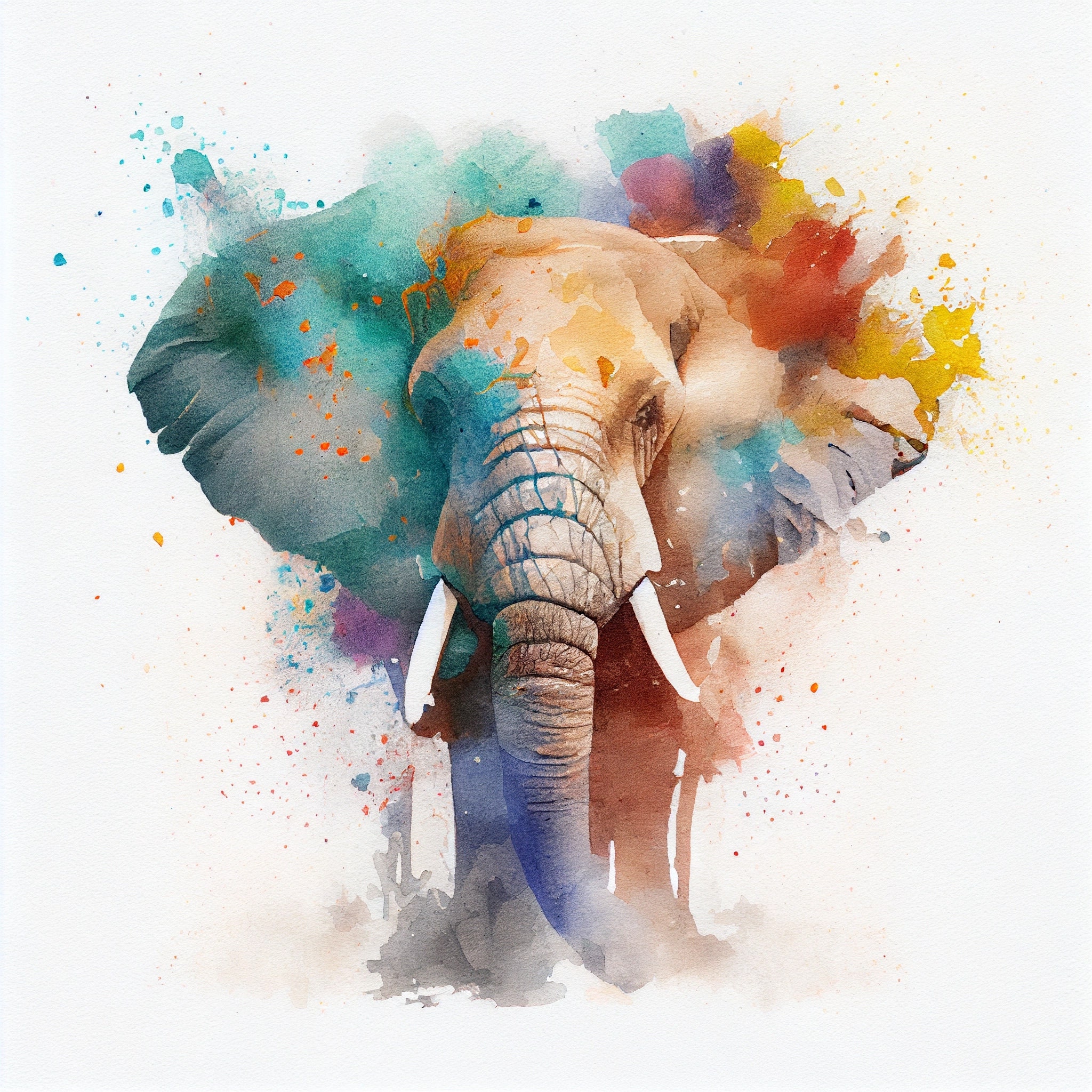 Watercolor Cloud Elephant Head Clipart, 8 High Quality Elephant Head ...