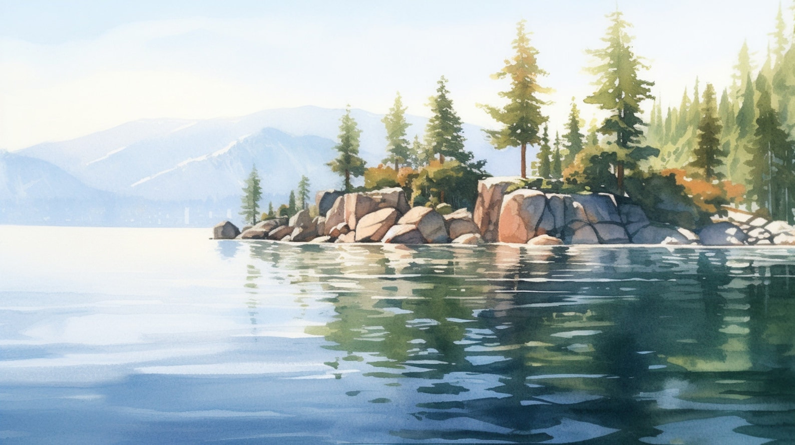 Watercolor Lake Tahoe Clipart, 10 High Quality Lake Tahoe Jpgs, for ...