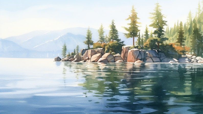 Watercolor Lake Tahoe Clipart, 10 High Quality Lake Tahoe Jpgs, for ...