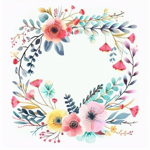 Watercolor Mother's Day Pastel Colors Wreath Clipart, 12 High Quality ...
