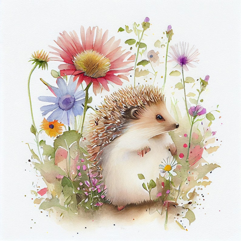 Watercolor Baby Hedgehog Clipart, 9 High Quality Hedgehog Jpgs, for ...